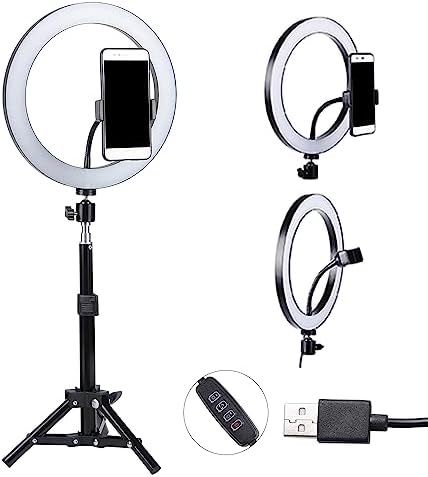 10 Zoll USB LED Ringlicht mit Stativ Höhe 19.6 inches für Video, Makeup ...