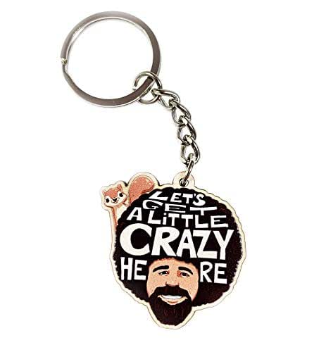 Amazon.com: PeachyApricot Bob Ross Lets Get Crazy Keychain With Peapod ...