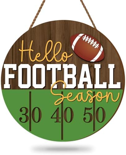 Amazon.com : Whaline Football Wooden Hanging Sign Hello Football Season ...