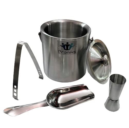 Buy Proniks Stainless Steel Ice Bucket 1.5ltr, with Peg Measure, ice ...