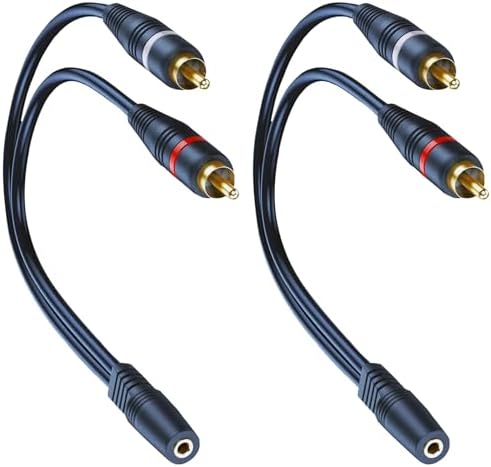 tunghey 2Pack 3.5mm Female to 2RCA Male Stereo Audio Y Adapter Cable ...