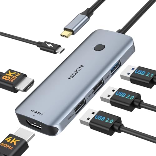 Amazon.com: Docking Station USB C to Dual HDMI Adapter, MOKiN USB C Hub ...