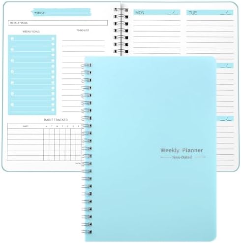 Zhswlp Weekly Planner Notebook, Undated A5 To Do List Notebook 52 weeks ...