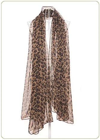Long Rectangle Sheer Chiffon Black Tan Brown Leopard Cheetah Animal ...