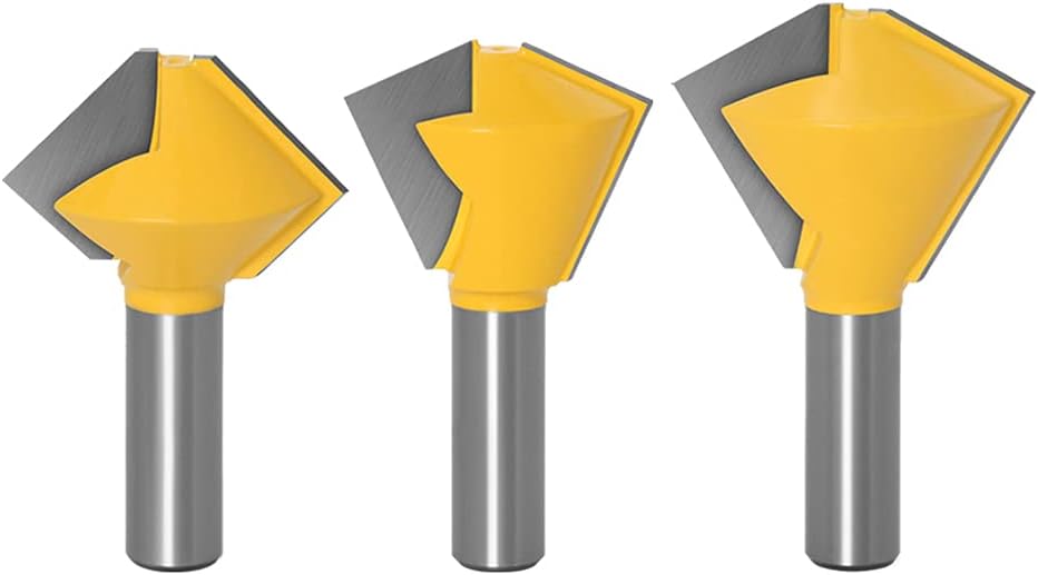 Amazon.co.jp: 3x/セット インチシャンク鳥の口木工ルータービットセット 6/8/12 サイド多面接着ジョイント面取り形成 ...