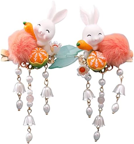 Amazon.com : 2Pcs Bunny Hair Clips Plush Ball Hair Barrettes Tassel ...