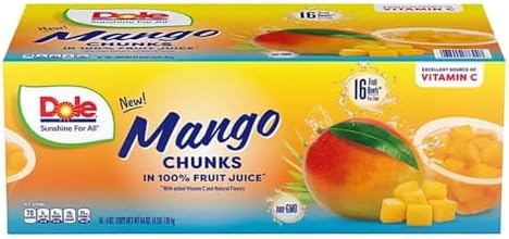 Amazon.com : Dole Mango Chunks Fruit Cups in 100% Juice, 4 Ounce Cups ...