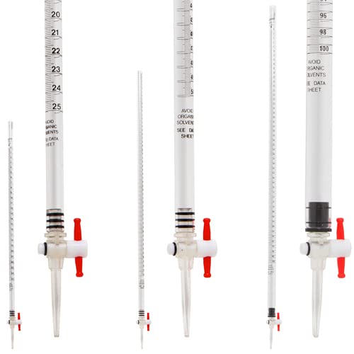 Acrylic Buret Burette with PTFE Stopcock 0.1mL Graduation Pack of 3 ...
