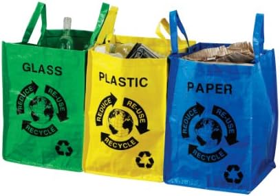 DIVCHI Set of 3 Large Multicoloured Heavy Duty Reusable Recycle Bags ...