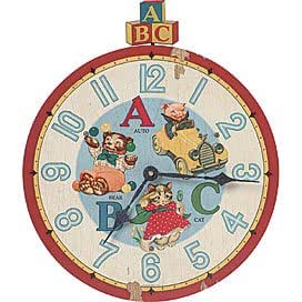 Amazon.com : Vintage Alphabet Wall Clock : Nursery Wall Decor : Baby