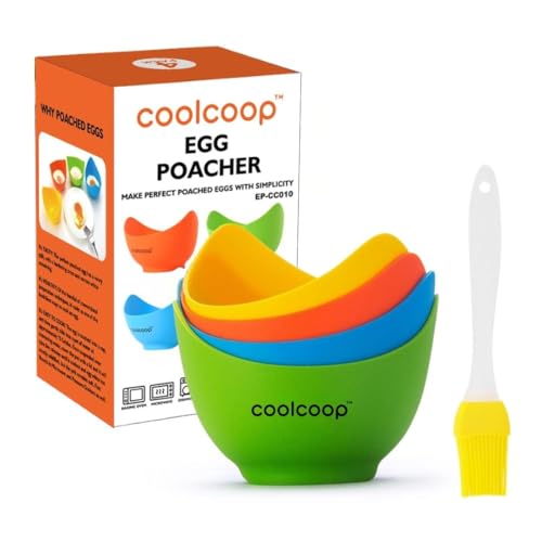 COOLCOOP Silicone Egg Poacher Cups: Egg Poacher with Oil Brush ...