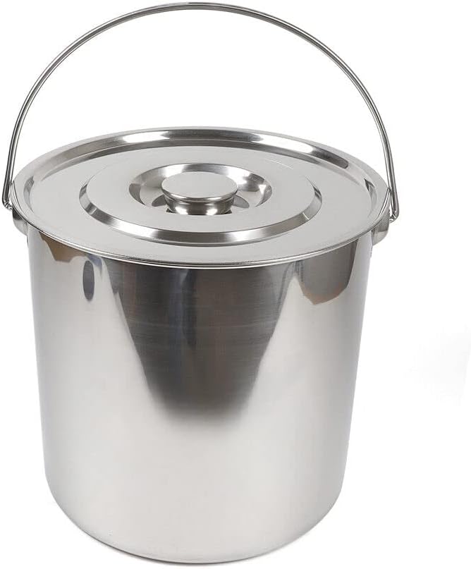 Stainless Steel Bucket with Lid - 20L Kitchen Bin Food & Water Bucket ...