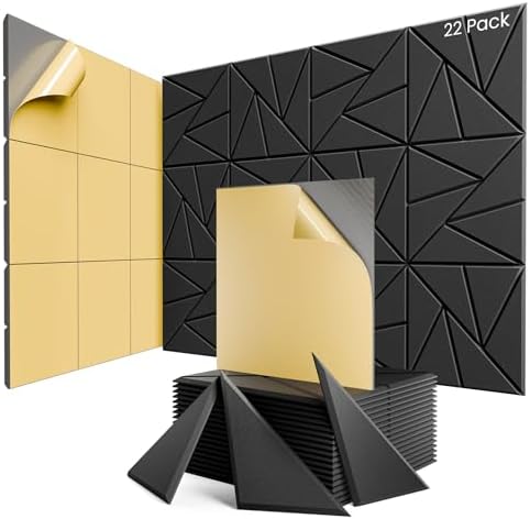 Amazon.com: 22 Pack Acoustic Panels with Self-Adhesive, 12"X 12"X 0.4 ...