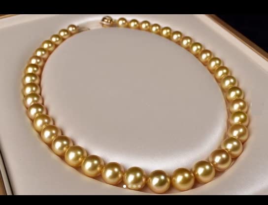 UrusGems Golden Pearl Necklace Real & Rare South Sea Golden Pearl ...