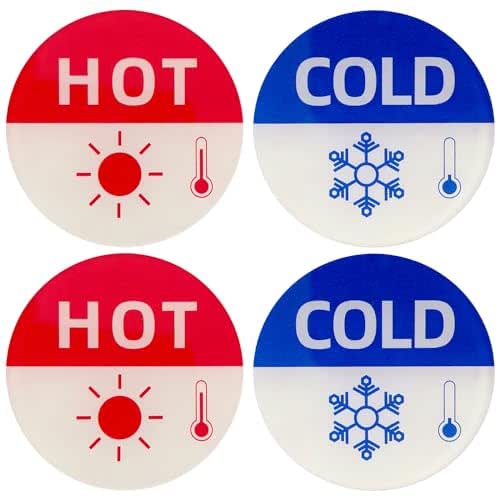 Amazon.com: 4 Pack Hot and Cold Water Stickers Self-adhesive Acrylic ...