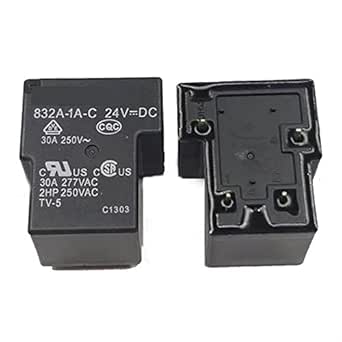 Amazon.co.jp: 5 個のリレー 832A-1A-C 12VDC 24VDC 4PIN 30A/250VAC 多目的リレー ...