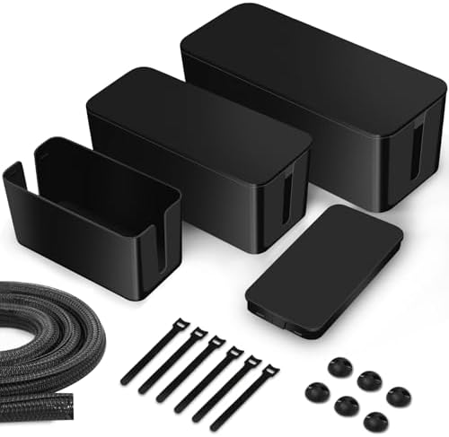 Lannvan Caja Organizadora de Cables con Tapa de Bambú, para Ocultar y ...