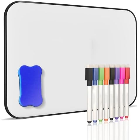 Dry Erase Whiteboard with Stand, A4 Double Sided White Board with 7 Dry ...