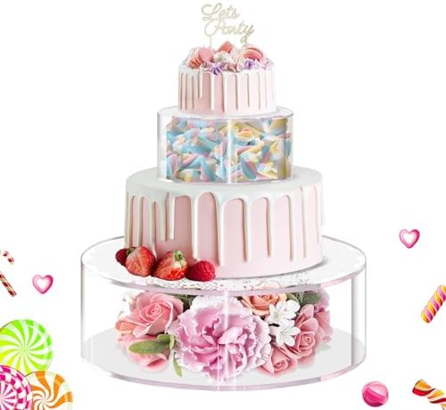2PCS Acrylic Fillable Cake Stand Clear Round 6Inch 10Inch Stackable ...