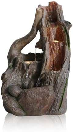 Amazon.com: TIANCENTRAL H Tiered Log Water Fountain with Cascading ...