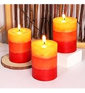 Amazon.com: FLAVCHARM Tall 3x6 Inch Orange Pillar Candles 3 Pack Hand ...