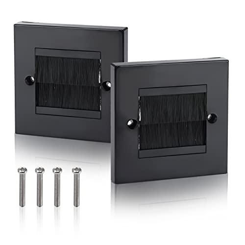 2PCS Brush Wall Plate Cable Passthrough Wall Outlet Cable Entry Plate ...