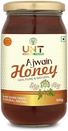 UNT Natural Ajwain Honey | Raw, Unfiltered, No Added Sugar | 100% Pure ...