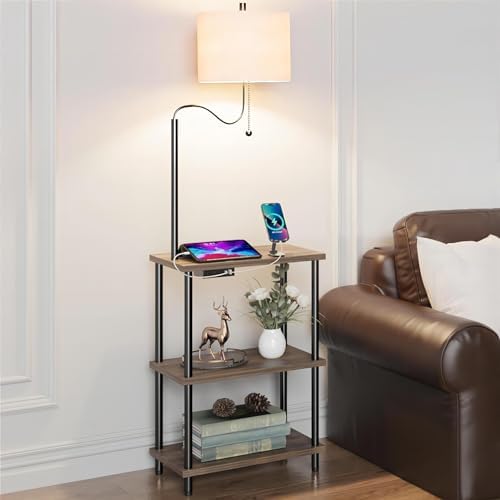Brightech Madison Side Table with Lamp Combo with LED Bulb, Desk Lamp ...