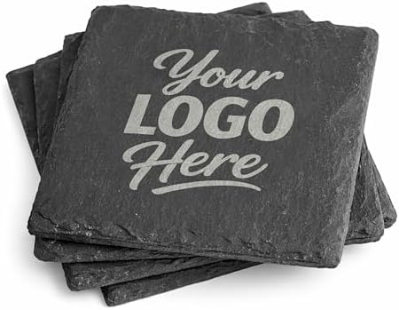 Amazon.com | Custom Logo Slate Coasters - Set of 4 Personalized Black ...