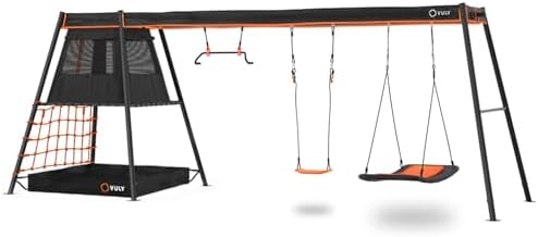 Amazon.com: VULY 360 Pro Max C2-2 Bay Backyard Metal Swing Set with ...