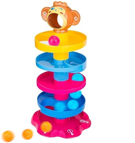 UHSNAJ 5-Layer Rolling Ball Tower – Colorful Drop & Roll Track Toy for ...
