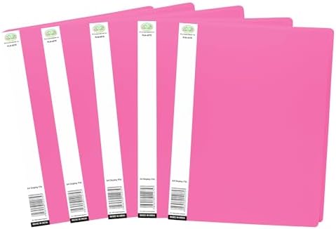 (Set of 5) A4 Pink Display Folders 20 Pockets Display Book Document ...