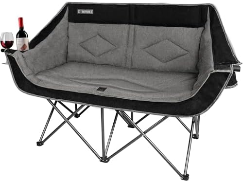 Oversized Double Camping Chair-Heavy Duty 2 Person Folding Loveseat ...