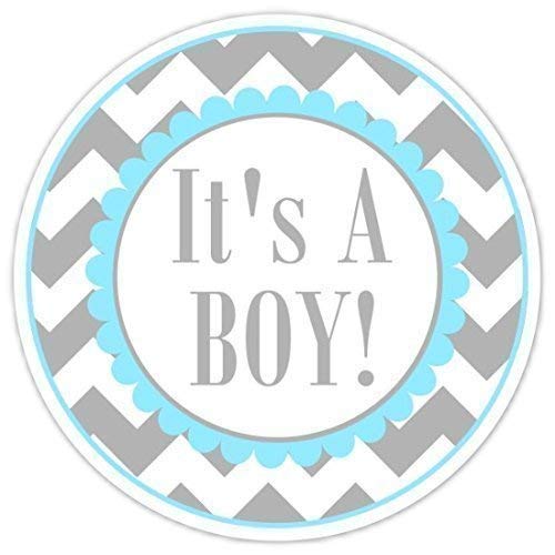 Amazon.com: It's A Boy Baby Shower Labels, Gray Chevron, Blue It's A ...