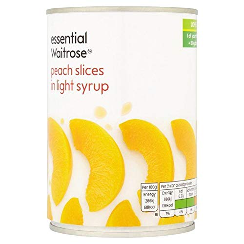 Amazon.com : Essential Waitrose Peach Slices in Light Syrup - 410g (0.9 ...