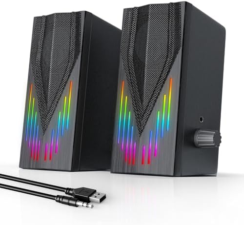 Amazon.com: RGB PC Speakers with Volume Control, USB Powered Subwoofer ...