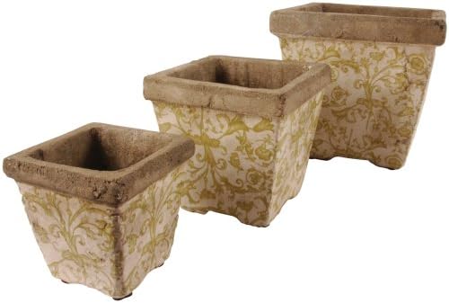 Amazon.com : Esschert Design USA AC19 Set of 3 Square Nesting Ceramic ...