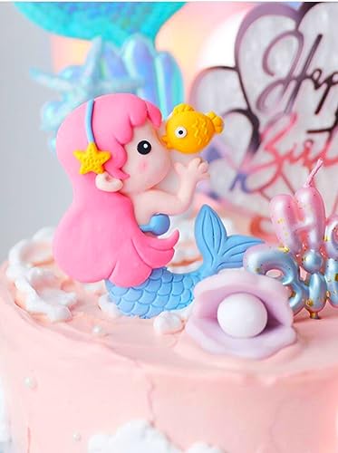 JeVenis Pink Little Mermaid Cake Topper Under the Sea Cake Decoration ...