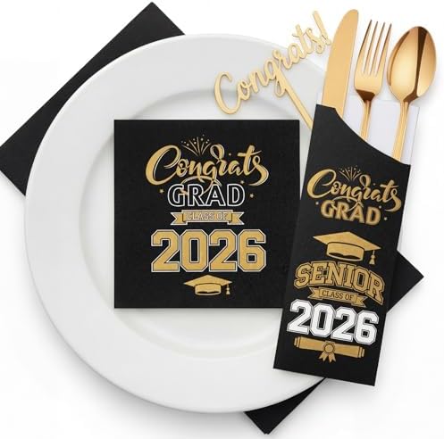 Amazon.com: FunooFuno 200 Pack Class of 2026 Graduation Silverware Bags ...