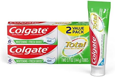 Amazon.com : Colgate Total Whitening + Fresh Boost Toothpaste, Mint ...