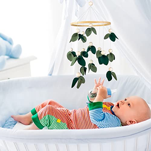 LICHENGTAI Mobile Baby Wind Chime Crib with Felt Balls, 3D Leaves Baby ...