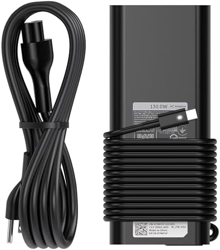 Amazon.com: Dell Laptop Charger 130W USB C Type C AC Adapter,XPS 15 ...