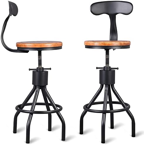 Amazon.com: BOKKOLIK Set of 2 Bar Stools Industrial Style Kitchen ...