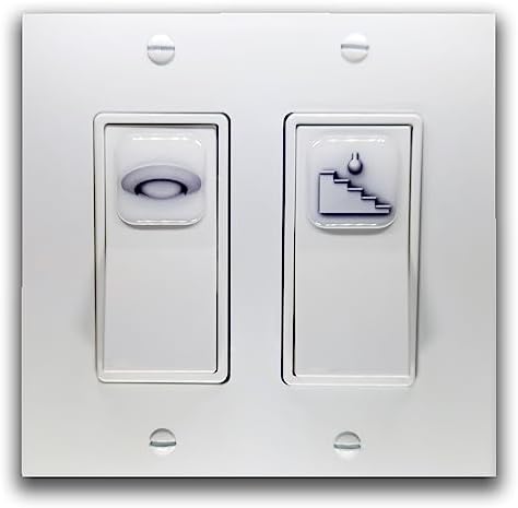 Visual Light Switch Sticker Labels - Living Room & Kitchen Theme, White ...