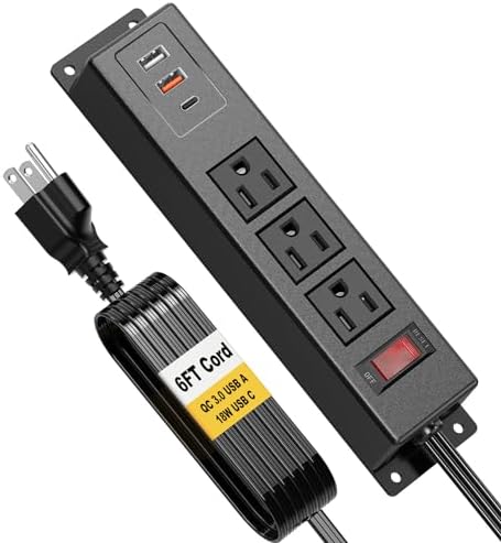 Amazon.com: Kungfuking Wall Mount Power Strip with USB, 6 in 1 ...
