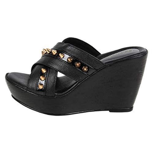Catwalk Women's Studded Cross Strap Wedges - 7 UK/India (39 EU) (3727c ...