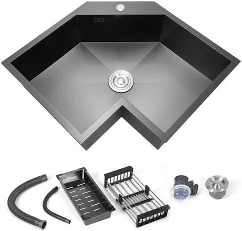 Corner Kitchen Sink 25 Inch, Black Butterfly Sink, 304 Stainless Steel ...