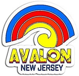 Amazon.com: Avalon New Jersey Nj Retro Surf Beach Vibe - Sticker ...
