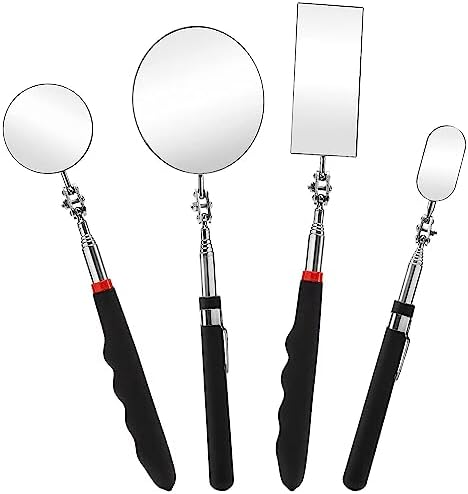 Jucoan 4 Pack Telescoping Inspection Mirror, Flexible Inspection Mirror ...