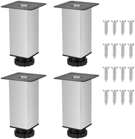 HAOCHEN 4 Pcs Adjustable Legs, 2x3.15in Stainless Steel Furniture Feet ...